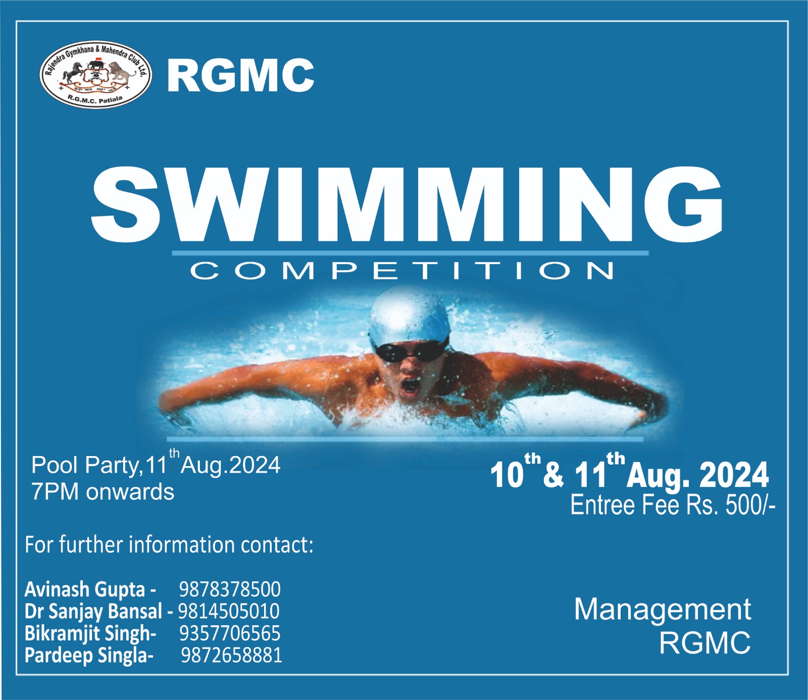 Swimming competition by RGMC - Baradari Gardens Patiala